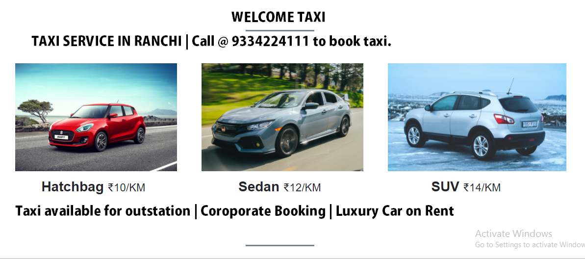 Taxi Service In Ranchi - Airport Cab Booking - Welcome Taxi